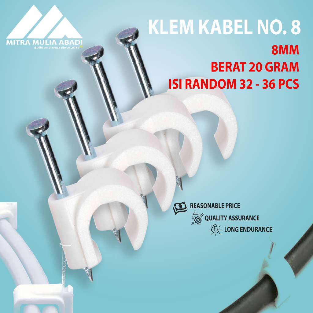 Jual Klem kabel clip kabel cable no 8 mm no.8 beton | Shopee Indonesia