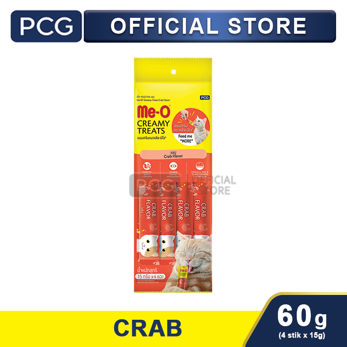 Jual Me-O Snack Kucing Creamy Treats Crab Flavor 4's 60 Gr | Shopee ...