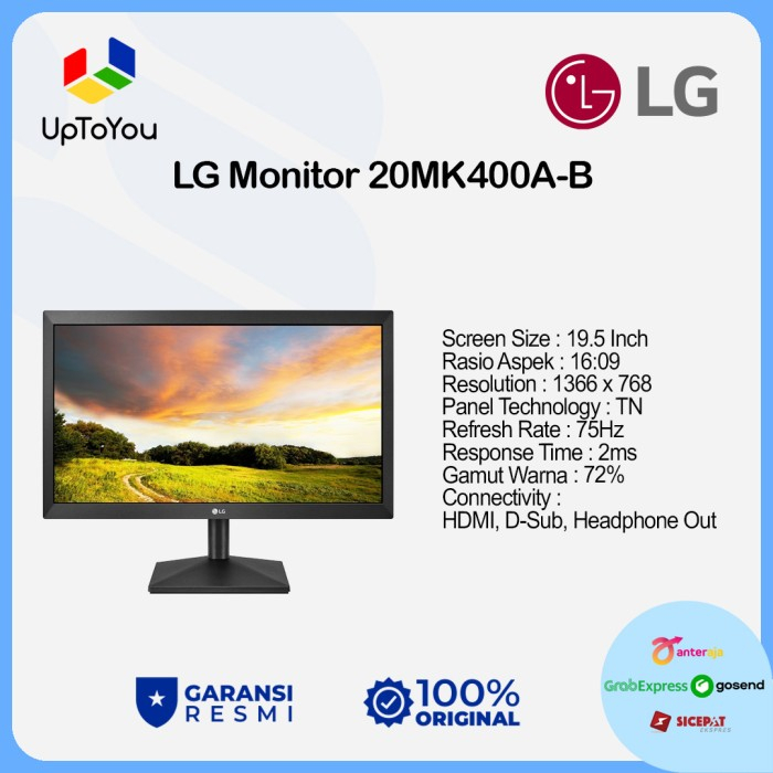 Jual LG Monitor 20MK400A-B 19,5"HD TN 75Hz 5ms 72% NTSC HDMI AMD ...
