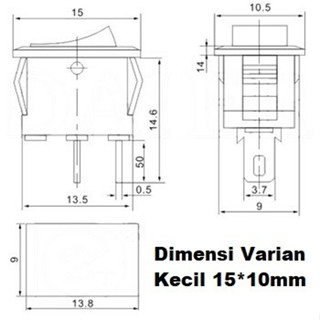Jual Saklar Power On Off Mini Rocker Switch Besar Kecil Hitam Merah 2-P ...