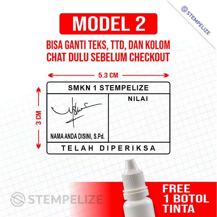 Jual Stempel Asesmen Guru Custom Free 1 Botol Tinta | Shopee Indonesia