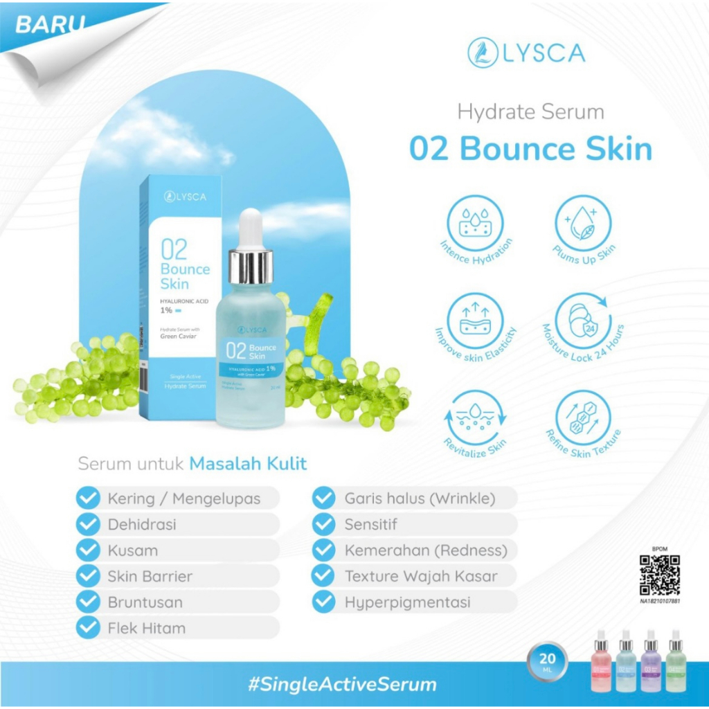Jual LYSCA - 02 BOUNCE SKIN Hyaluronic Acid 1%* + Green Caviar (Serum ...