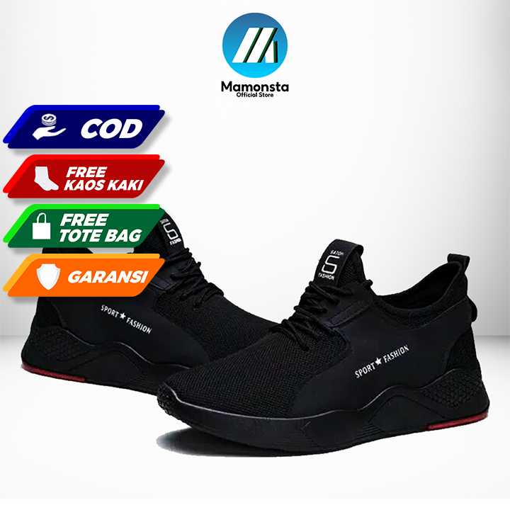 Jual SEPATU FULL BLACK / SNEAKERS HITAM / SEPATU FULL HITAM / SEPATU ...