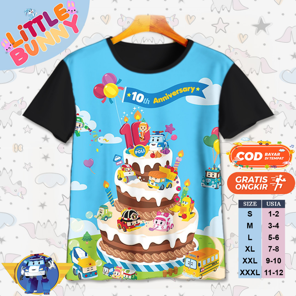 Jual Kaos Anak Kartun Robopoli 10th Anniversary Baju Kaos Anak Robocar ...