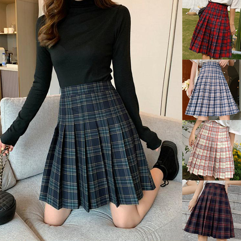 Jual KARAKOREA 888 Tartan Tennis Midi Skirt/Rok Midi/Rok Tartan/Rok ...