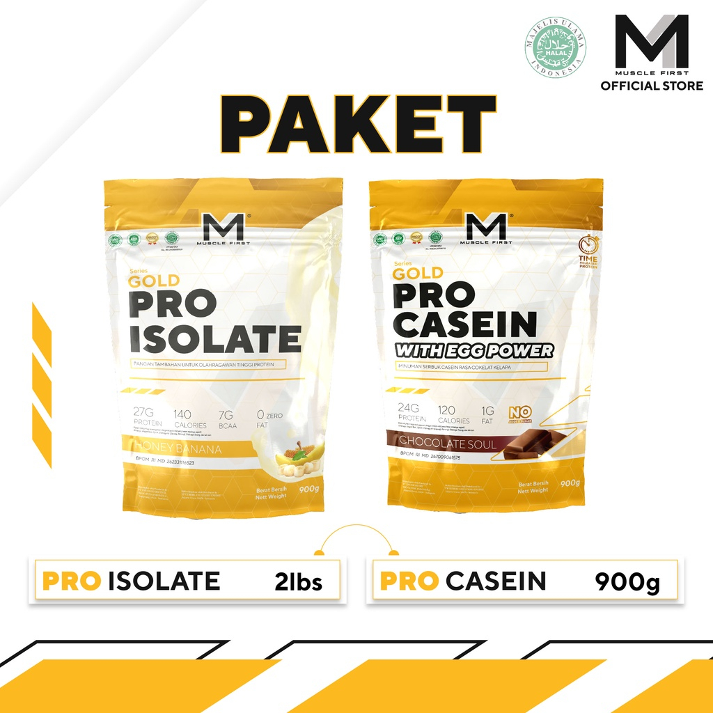 Jual Muscle First Paket M1 Pro Gold Whey Isolate 2lbs + Casein 2lbs ...