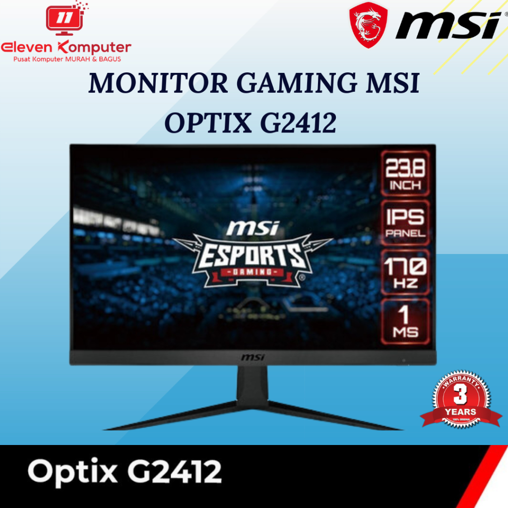Jual MONITOR GAMING MSI OPTIX G2412 [1080p, 170Hz] | Shopee Indonesia