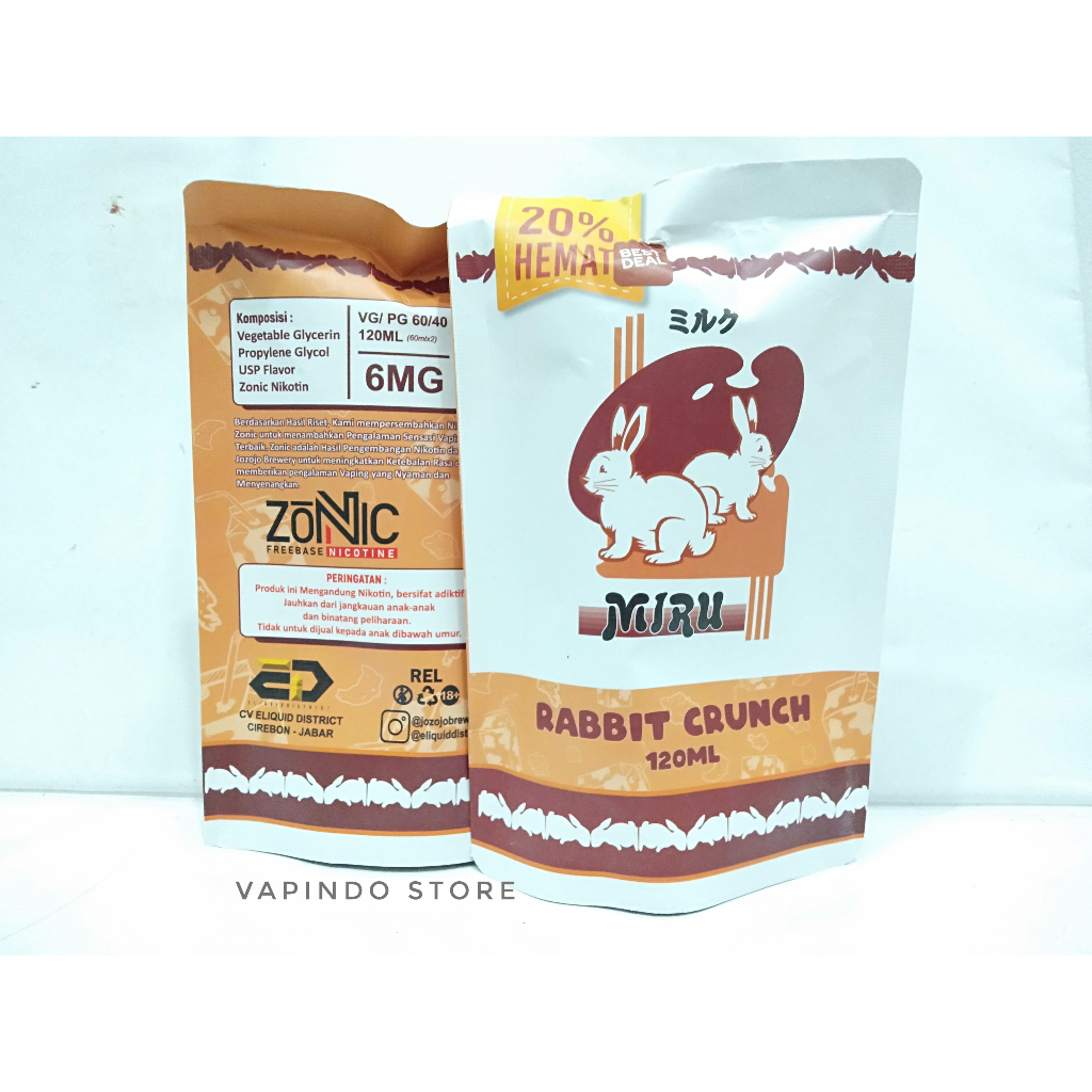 Jual NIC 6MG MIRU RABBIT CRUNCH MILKY CHOCO CRUNCH 60ML BY JOZOJO ...