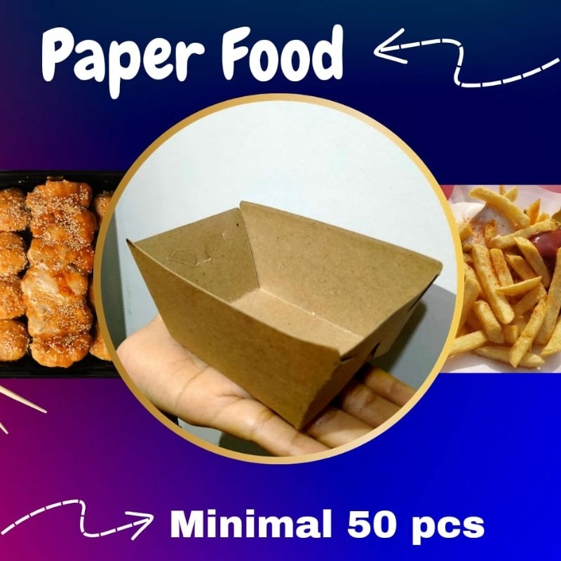 Jual Wadah Kertas Box Dus Packing Makanan DIMSUM TAKOYAKI KENTANG ...