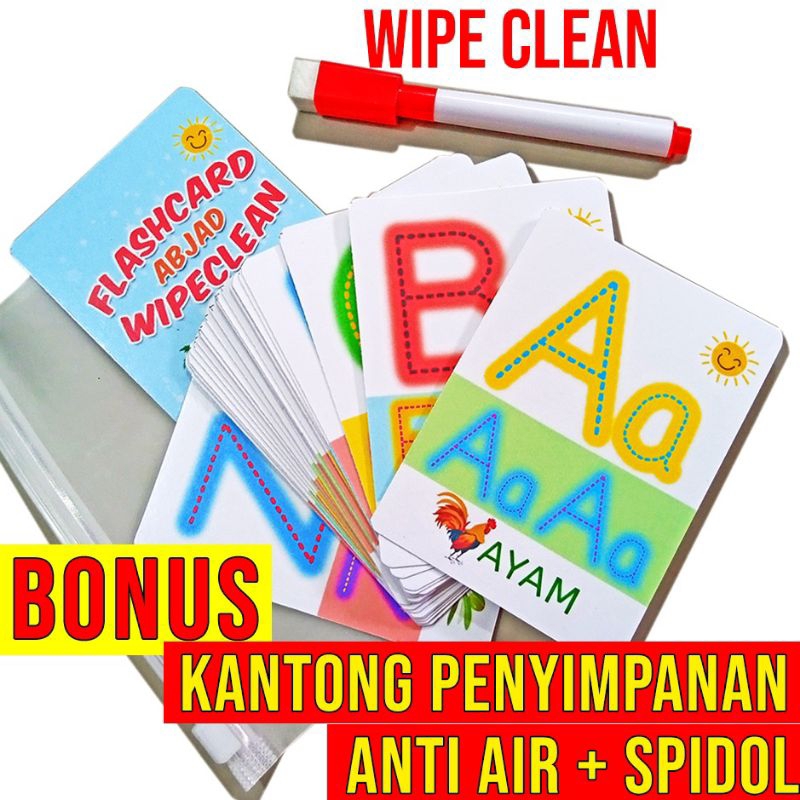Jual MAINAN EDUKASI ANAK FLASHCARD WIPECLEAN ABJAD FLASHCARD HURUF ABCD ...
