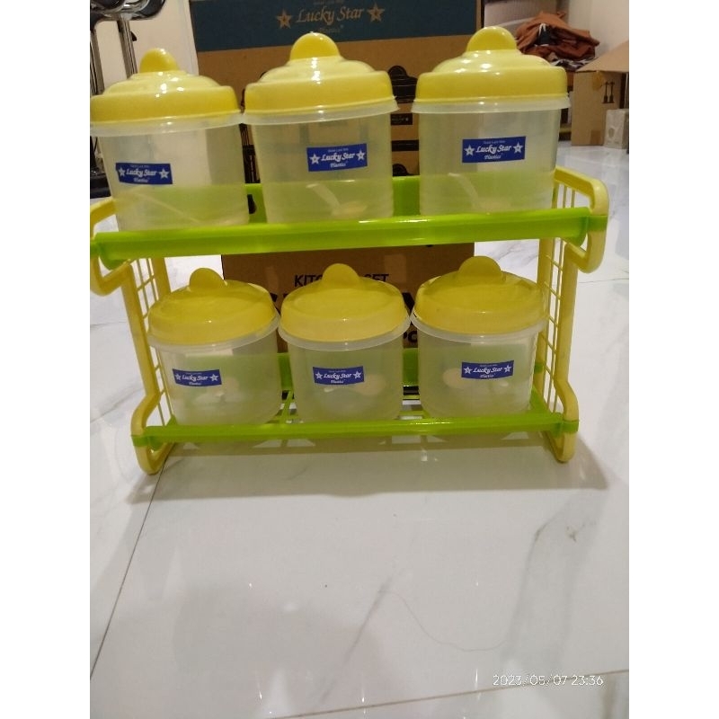 Jual Lucky star Rak bumbu dapur set susun 2 set Rak tempat bumbu ...