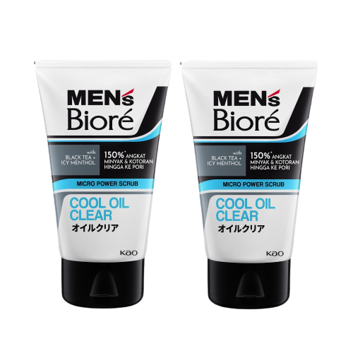 Jual Men's Biore Double Scrub Facial Foam Cool Oil Clear 2 x 100 gr ...