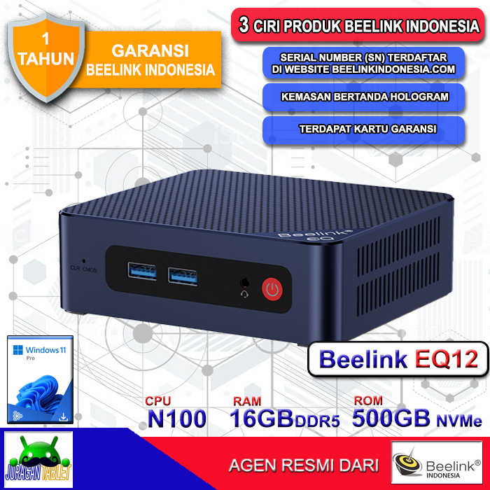 Jual Beelink EQ12 N100 16GB DDR5 500GB SSD NVMe WiFi6 2.5G Dual LAN HDMI Windows 11 Pro | Shopee ...