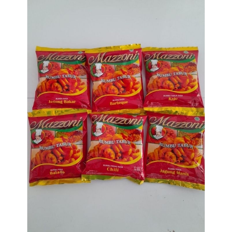 Jual mazzoni bumbu tabur all varian pedas Chili , jagung bakar,jagung ...
