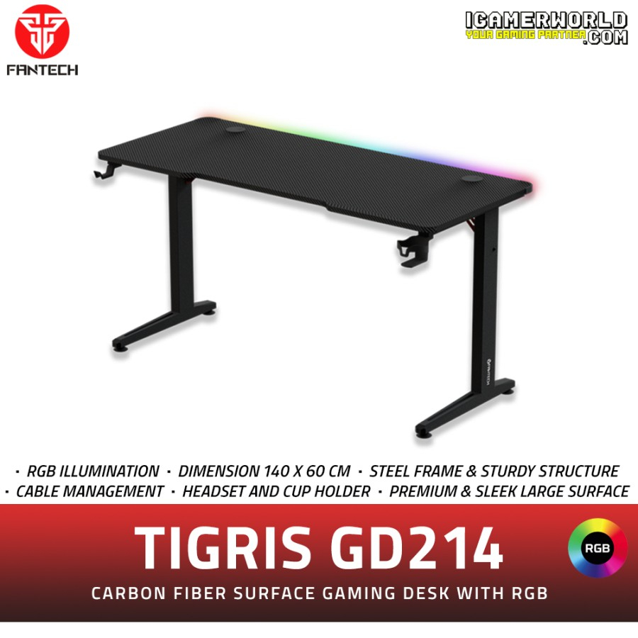 Jual Fantech GD214 Tigris RGB Pemium Carbon Surface Gaming Desk ...
