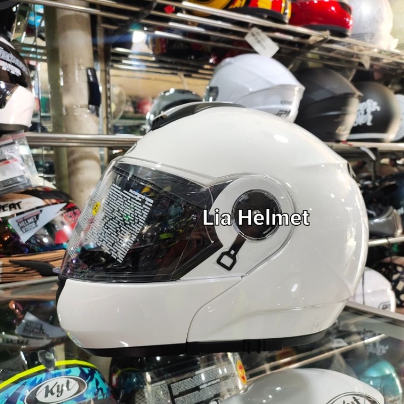 Jual helm zeus 3050 polos white / helm zs3050 modular putih / helm zeus 3050 flip up putih ...