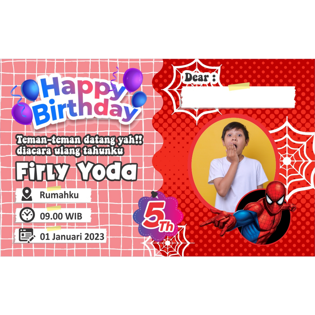 Jual Kartu Undangan Ulang Tahun Anak Free Desain Isi 50 Pcs | Undangan Ultah Anak | Kartu ...