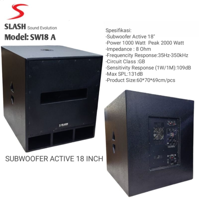 Jual Subwoofer Aktif 18 inch SLASH SW18A SW 18A Original Garansi resmi ...