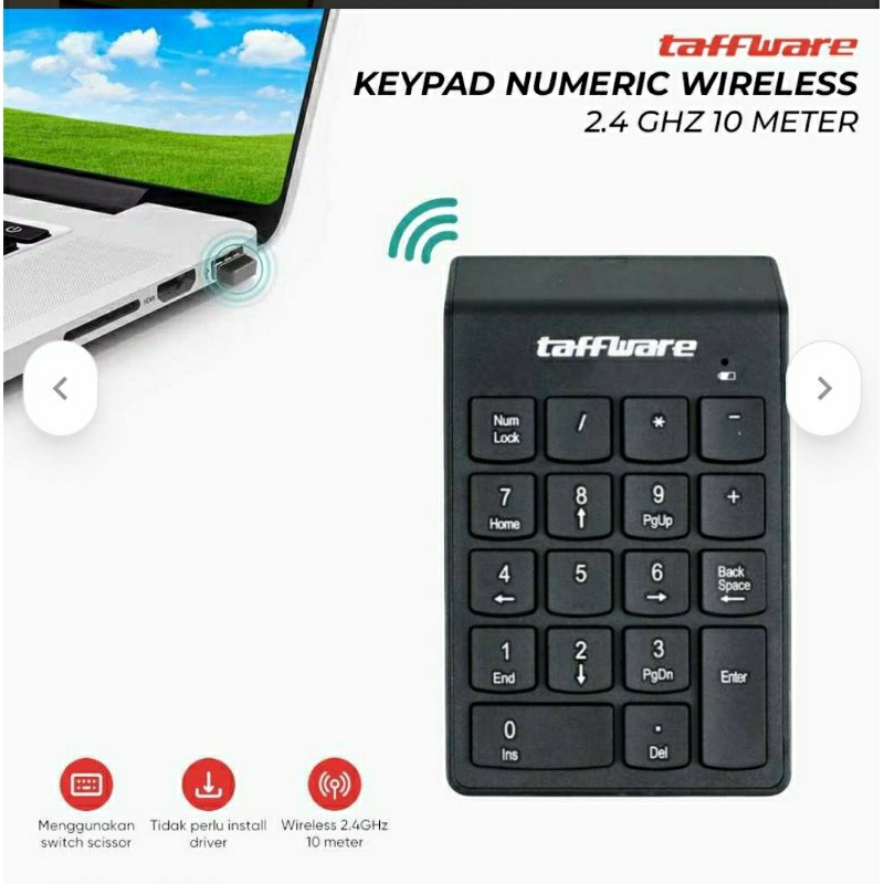 Jual Taffware keypad keyboard numeric wireless mini 2.4 ghz 10 meter ...
