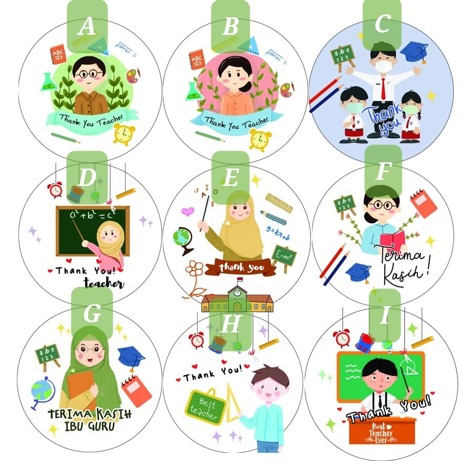 Jual (3pcs) Sticker Terima kasih Guru - Stiker Hari Guru Kenaikan Kelas ...