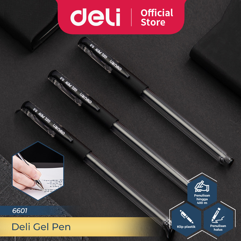 Jual Deli Gel Pen / Pulpen Gel 0.5 mm Tinta 400 Meter Isi 12 pcs ...