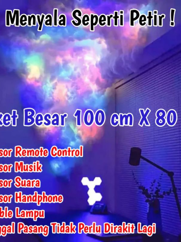 Jual Fullset led lampu awan running super besar hiasan dinding dekorasi ...