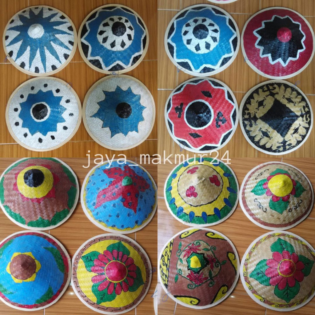 Jual Caping Bambu Petani - Topi Caping Lukis Dekorasi- Topi Caping ...