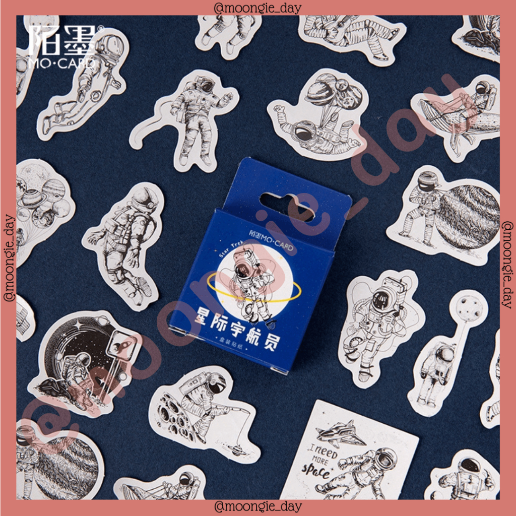 Jual 45 PCS/BOX STIKER KERTAS TEMA ASTRONOT BULAN ANGKASA ASTRONAUT ...