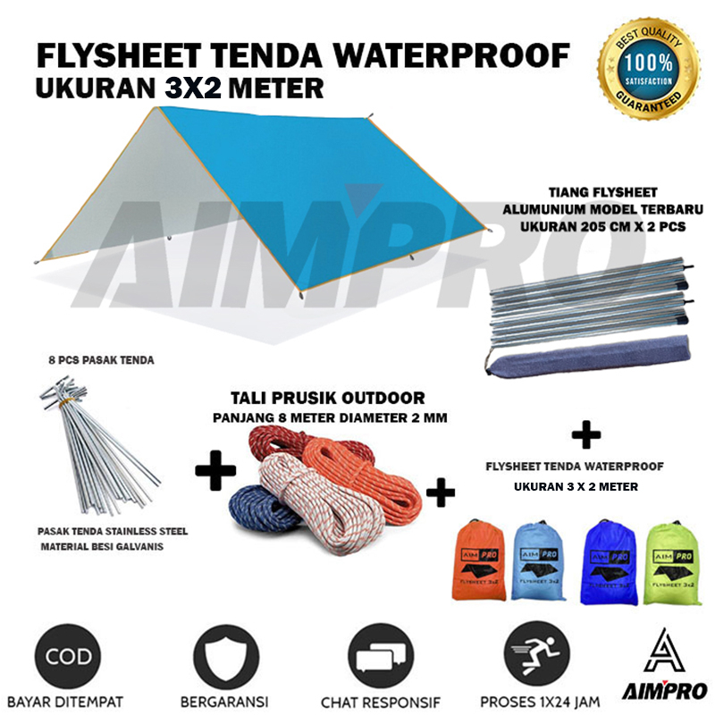 Jual FLYSHEET WATERPROOF FLYSHEET ULTRALIGHT TENDA CAMPING UKURAN 3X2 ...