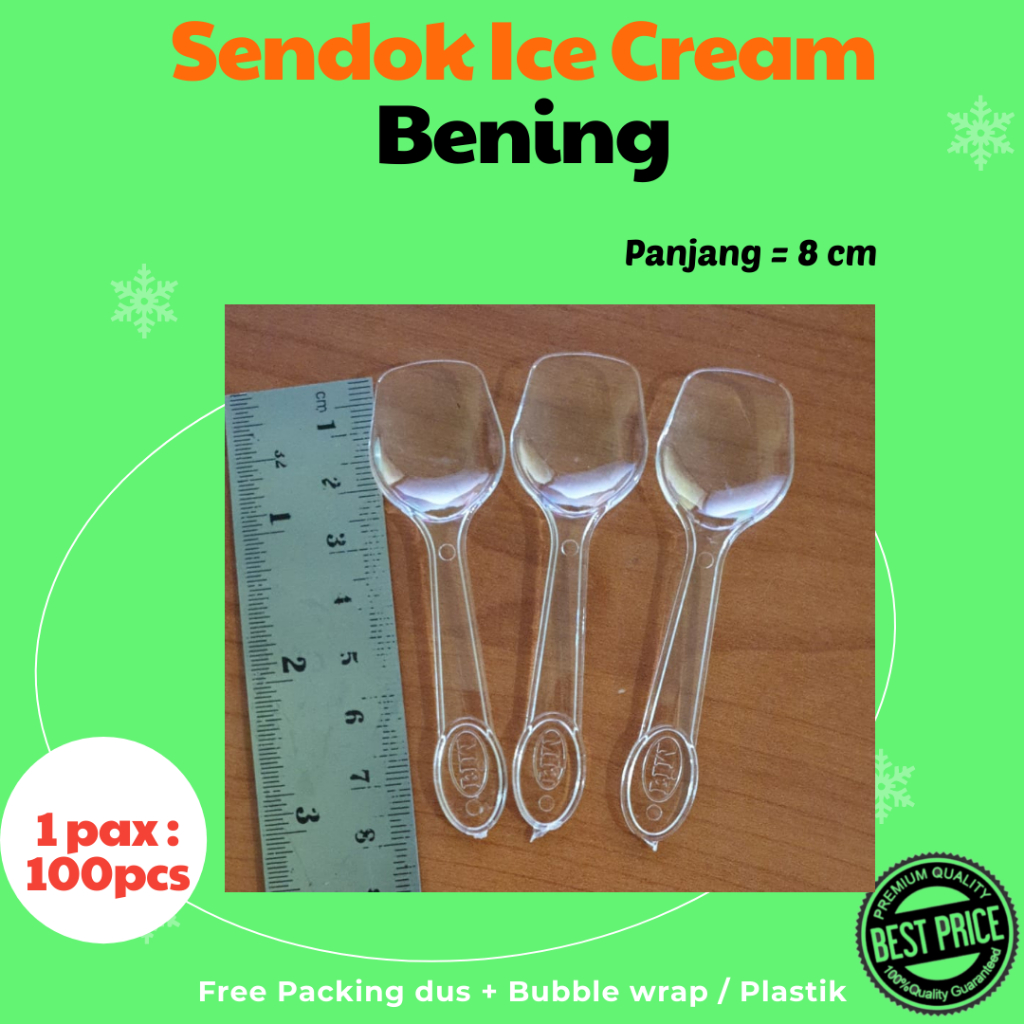 Jual Sendok STB Pudding Ice/Es Cream Jelly Sekop Bening 8 cm isi 100 ...