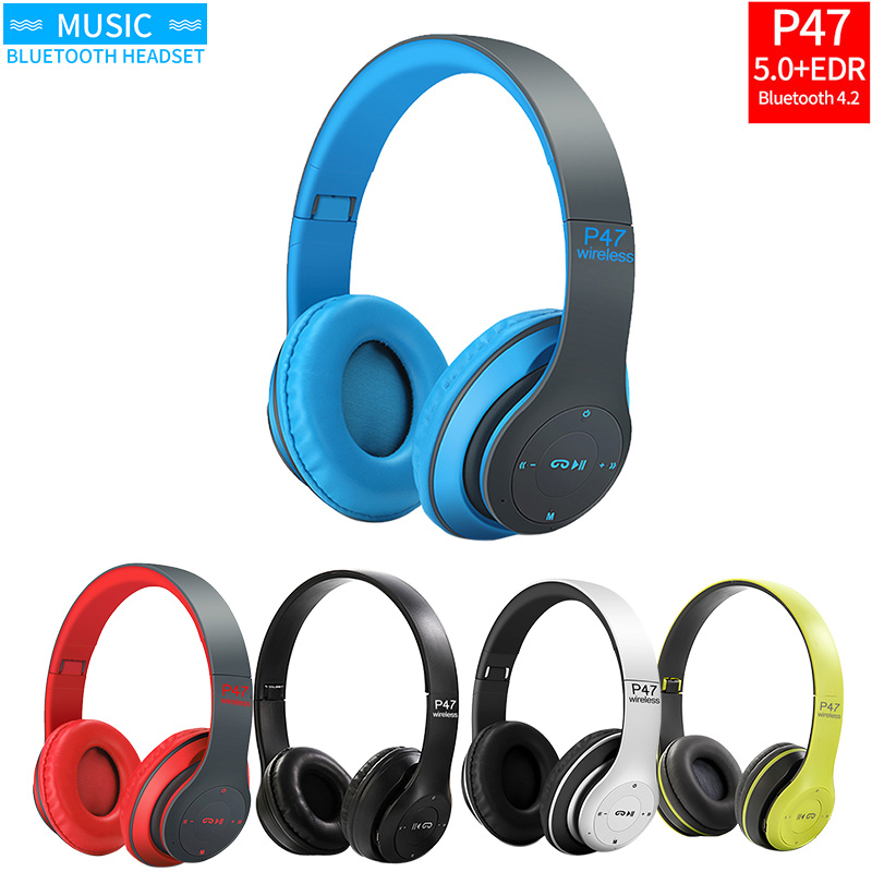 Jual Bluetooth Headphone Wireless Headset LED Stereo HiFi Bass Music ...