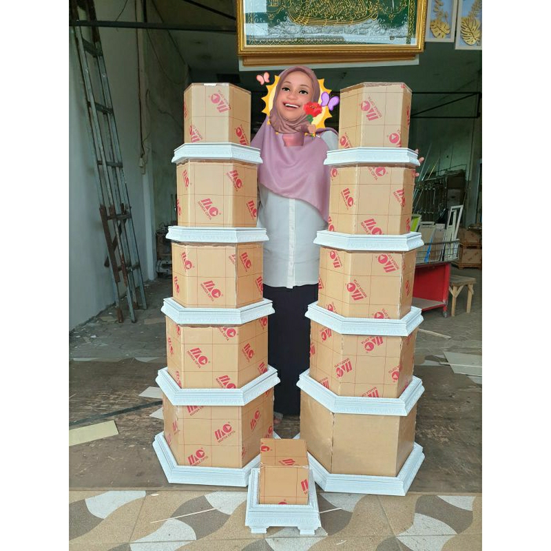 Jual 10 Box hantaran hexagonal . kotak seserahan segi 6. box nikah. box ...