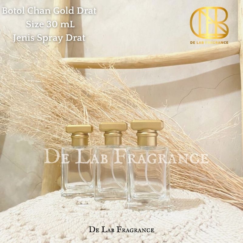 Jual botol parfum chanel 35 ml gold/botol parfum petak gold/botol ...