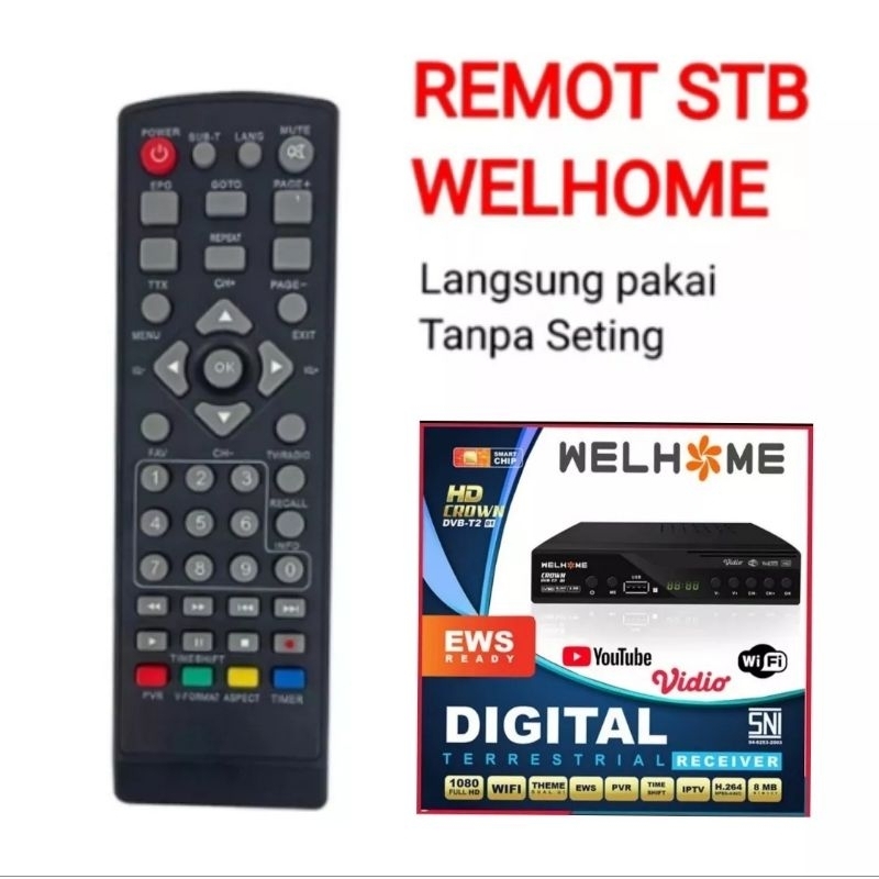 Jual REMOTE SET TOP BOX DVB-T2 REMOT STB WELHOME | Shopee Indonesia
