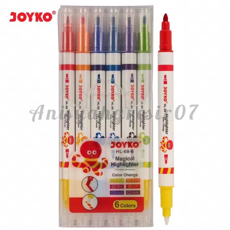 Jual Stabilo Magical Highlighter 2 sisi Joyko HL 68-6 HL 68 6 1 set ...