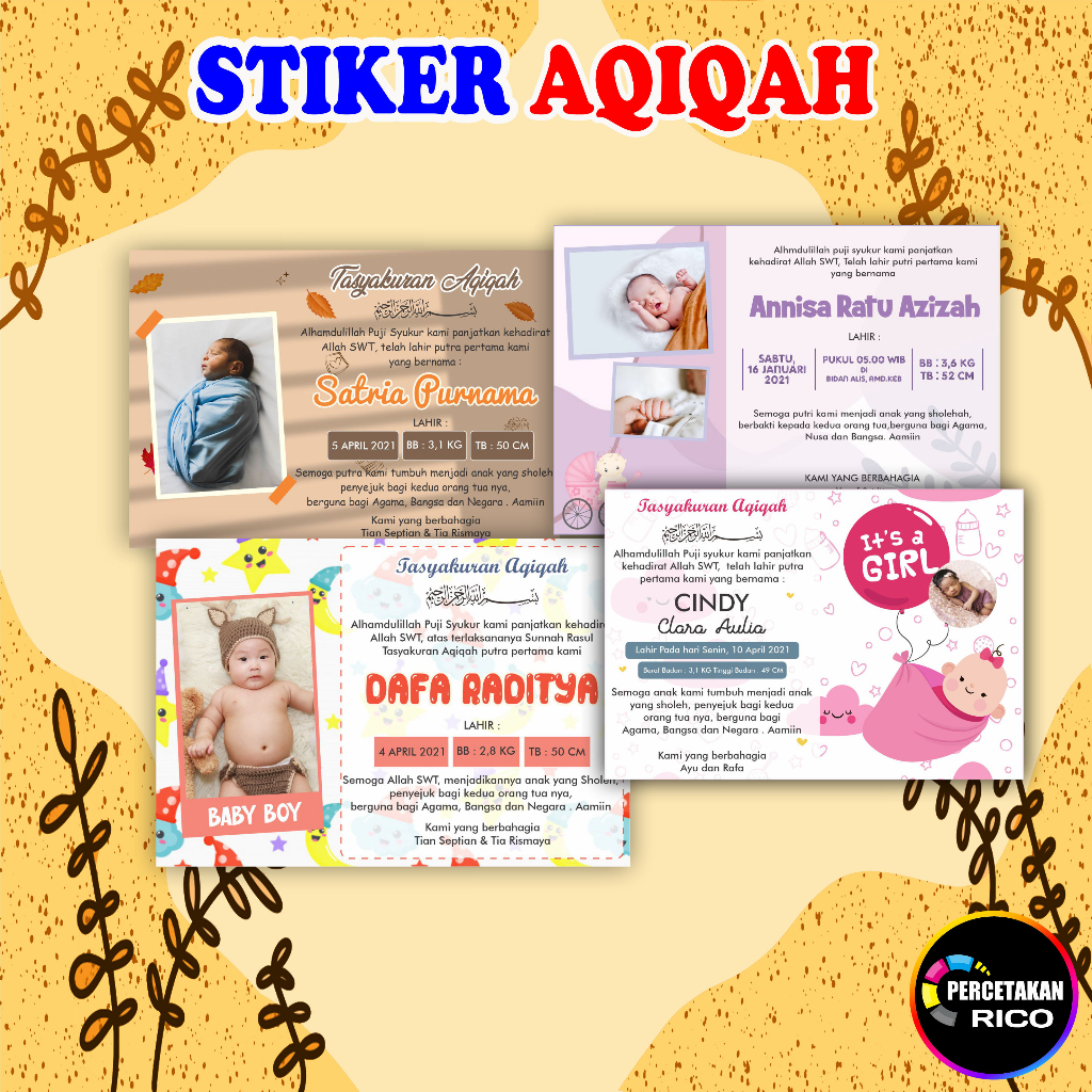 Jual Sticker Stiker aqiqah akikah bayi nasi kotak ukuran besar Murah ...