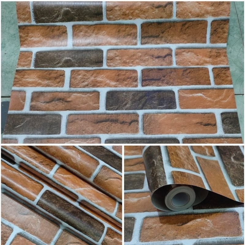 Jual Wallpaper Sticker Dinding Motif Batu Bata Cokelat 3D Elegan CY1208 ...