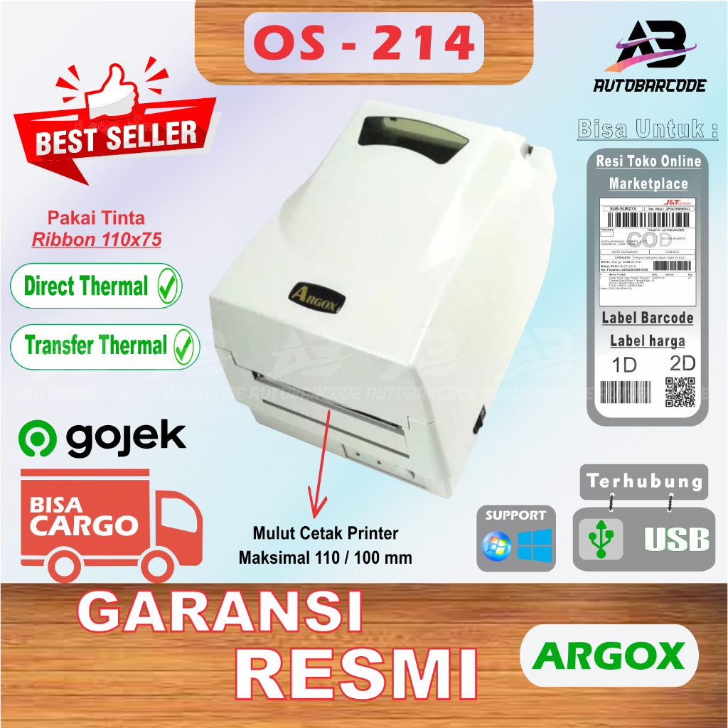 Jual Printer Barcode ARGOX OS-214 Usb Label Harga 3Line Transfer ...