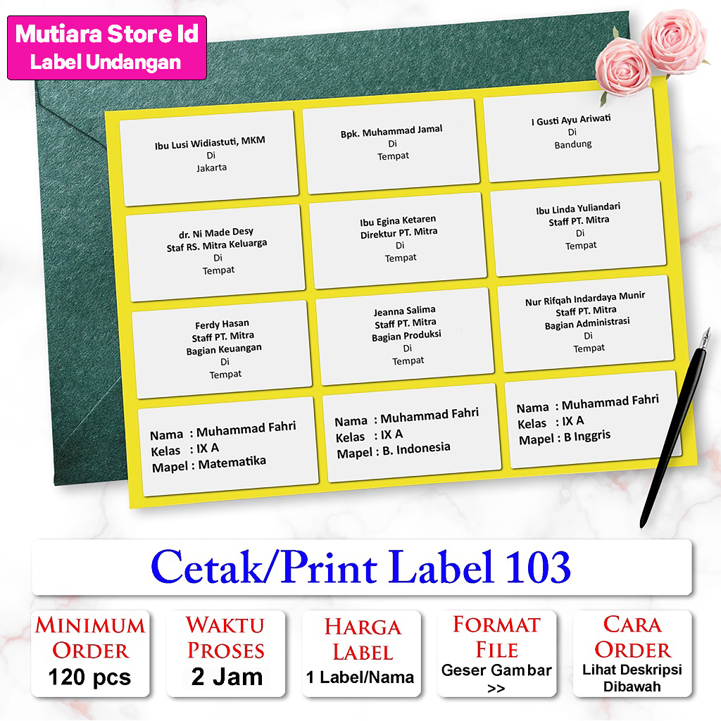 Jual Cetak Stiker Label 103 Polos / Print Label Nama Undangan ... Jual Cetak Stiker Label 103 Polos / Print Label Nama Undangan ...