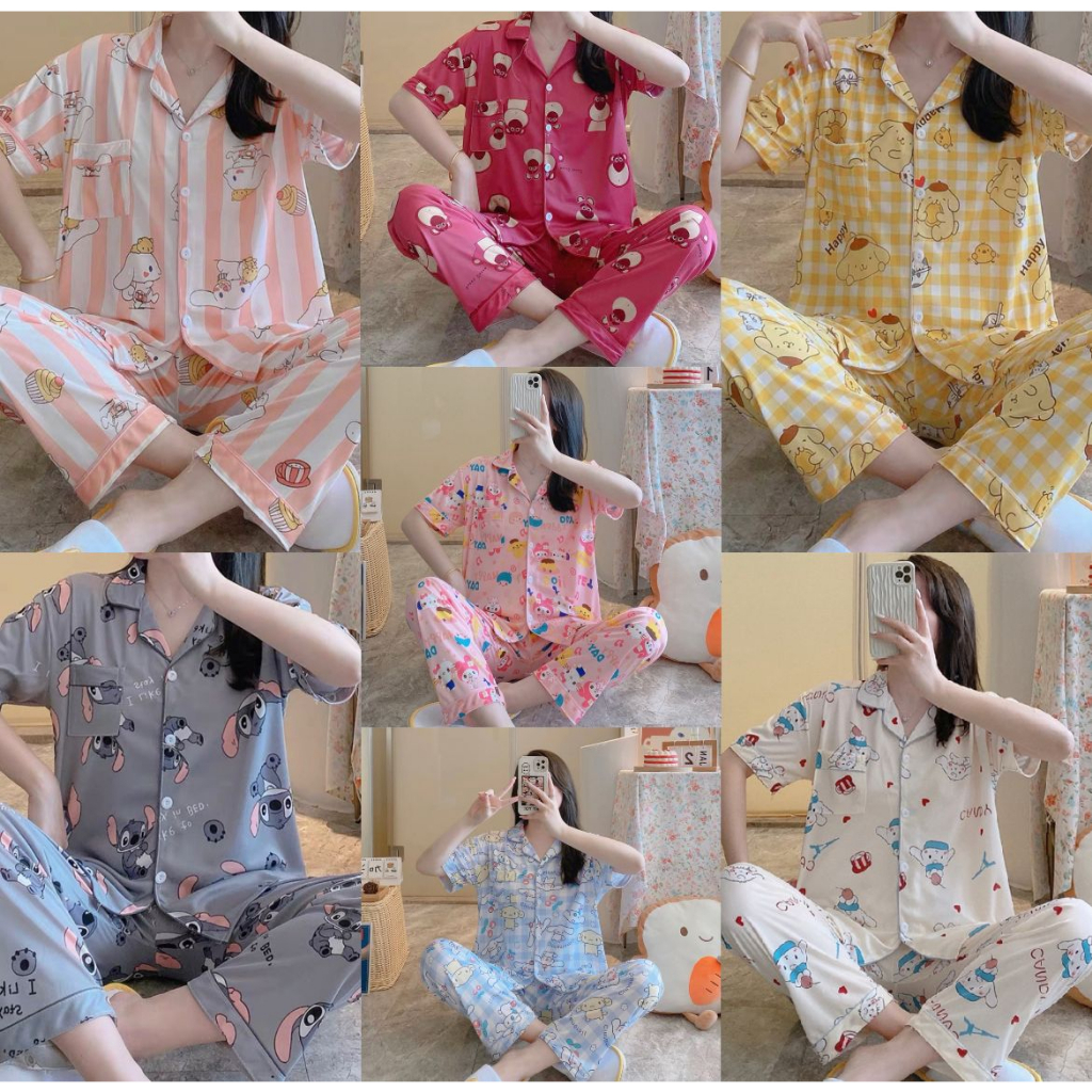 Jual PIYAMA CINNAMOROLL MELODY KUROMI HELLO KITTY POMPOMPURIN POCHACCO ...