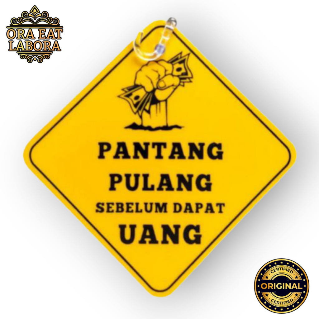 Jual Signage Gantungan Kaca Mobil Variasi Warna Kuning - Ora Eat Labora ...