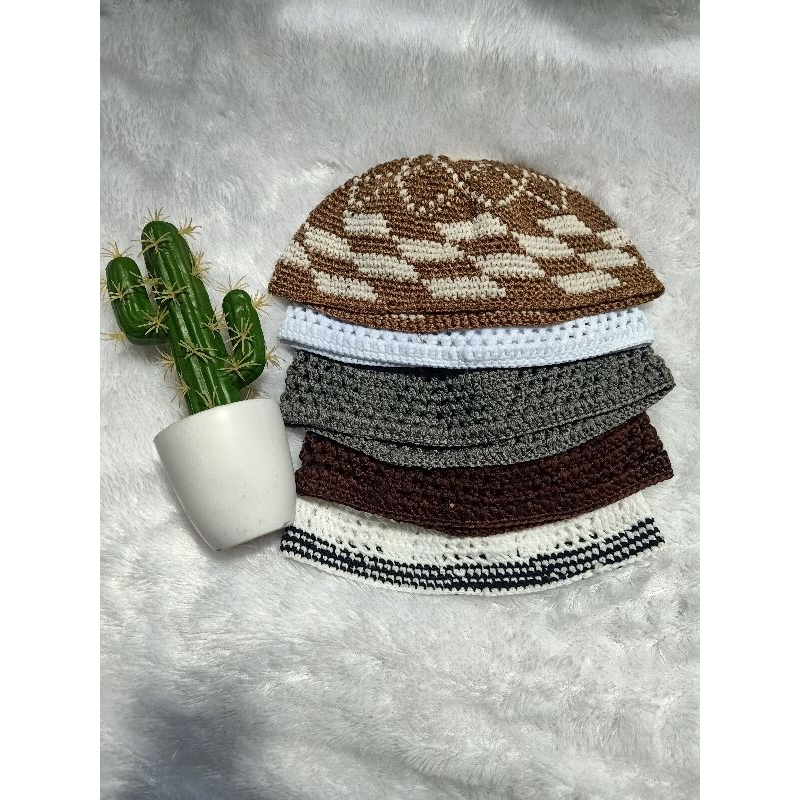 Jual Peci Rajut Dewasa Tebal Premium Peci Putih Rajut Sulam Kopyah Polos Kopiah Melar ...