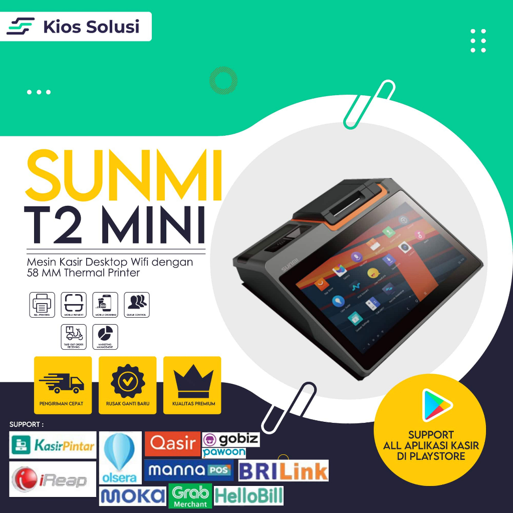 Jual Mesin Kasir Android Printer Thermal Sunmi T2 Mini 4G LTE | RAM 2 ...