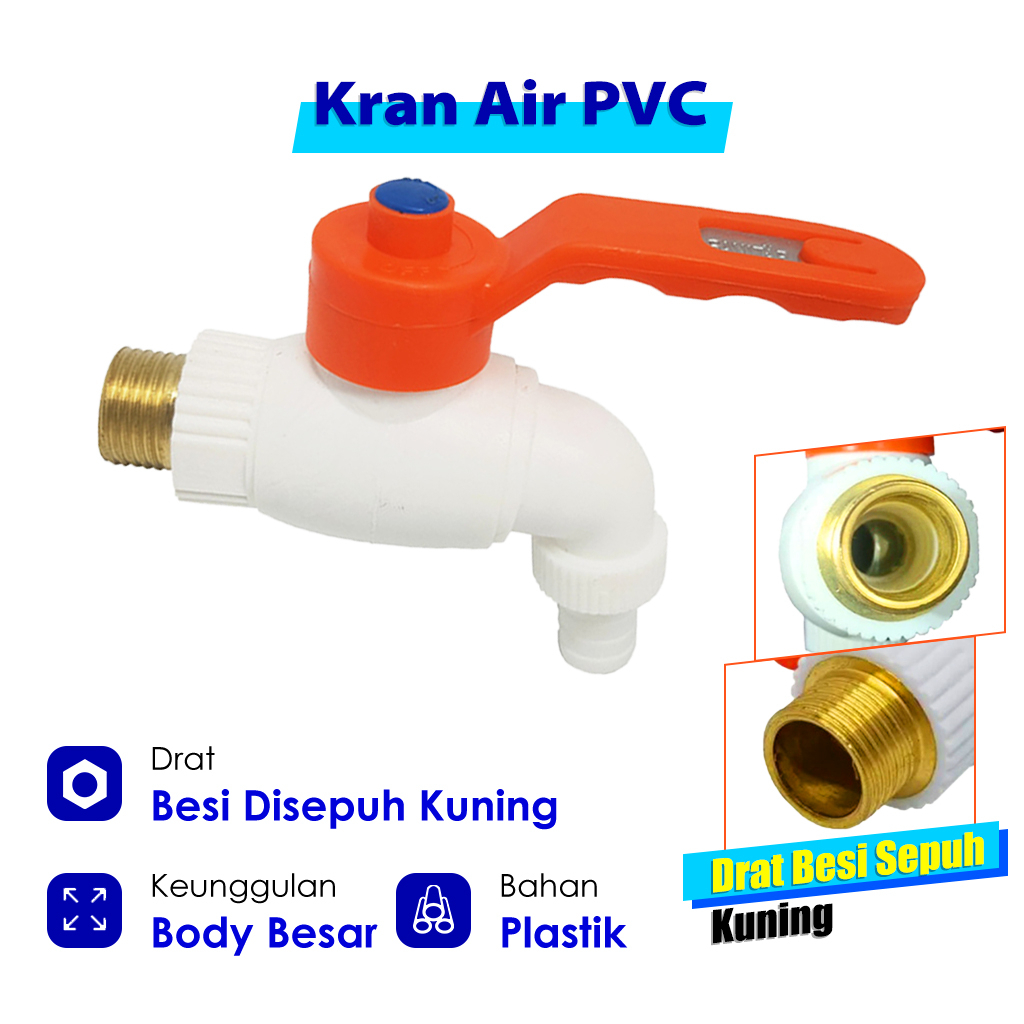 Jual Kran PVC Jumbo Turkey Drat Kuningan - Kran Air Tembok PVC Jumbo ...