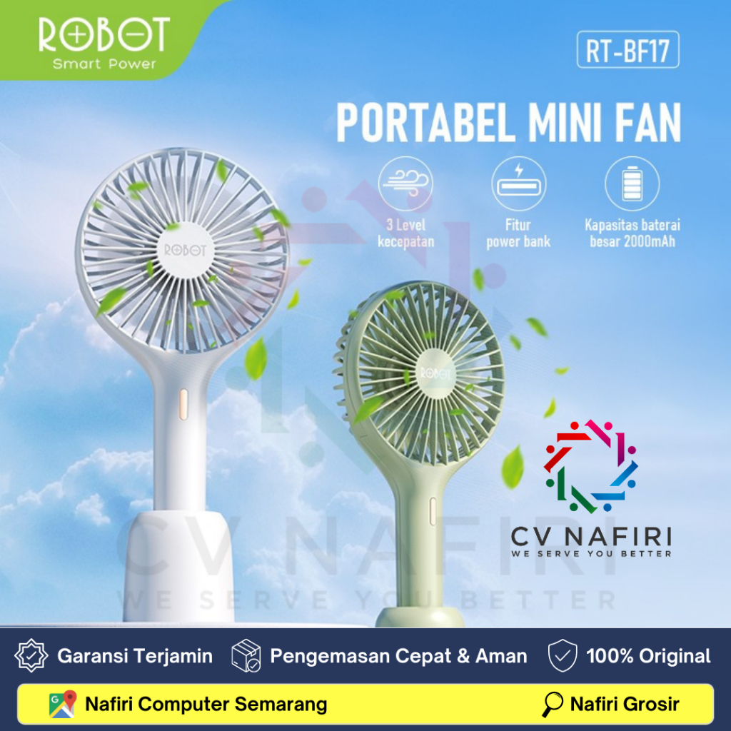 Jual ROBOT RT-BF17 PORTABLE MINI FAN POWERBANK ORIGINAL GARANSI RESMI 1 ...