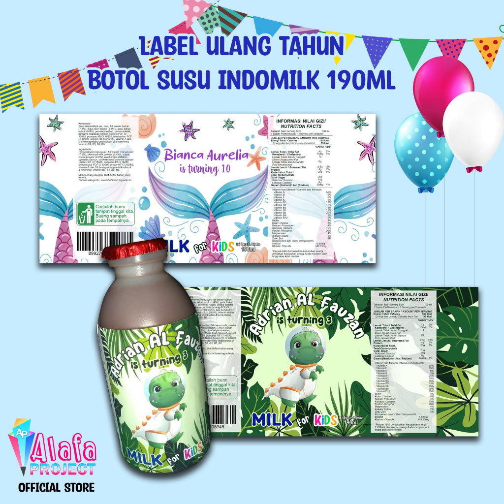 Jual alafaproject_id Label Ulang Tahun Botol Susu Indomilk 190ml Custom ...