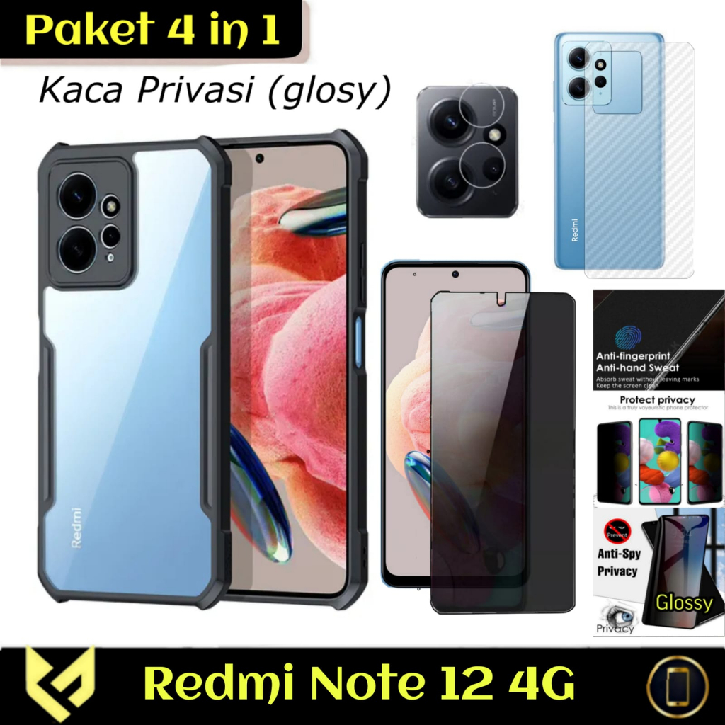 Jual PROMO Paket 4IN1 Case REDMI NOTE 12 4G Case Fusion Shockproof Free ...