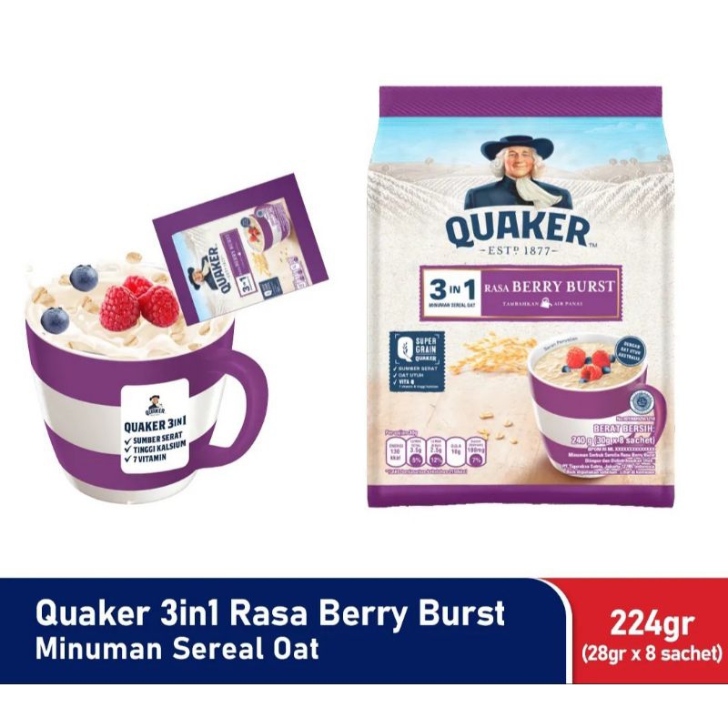 Jual Quaker 3in1 Matcha Berry Burst Vanilla Cokelat Minuman Sereal Oat ...