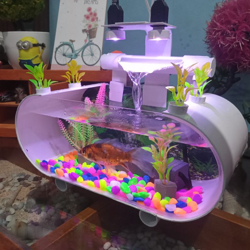 Jual Hiasan Aquarium Mini Minimalis Akrilik Lengkap Fullset Ikan Hias ...