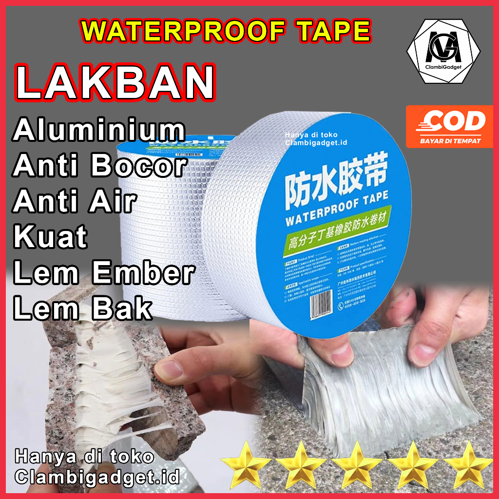 Jual Lakban Anti Bocor Waterproof 3M 5 meter x 5 cm Lakban Aluminium Foil Waterproof Tape Solasi ...